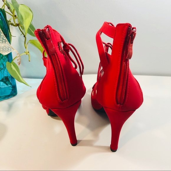 TOP Moda | Shoes | Top Moda Red Pebble2 Red Gladiator Heels | Poshmark